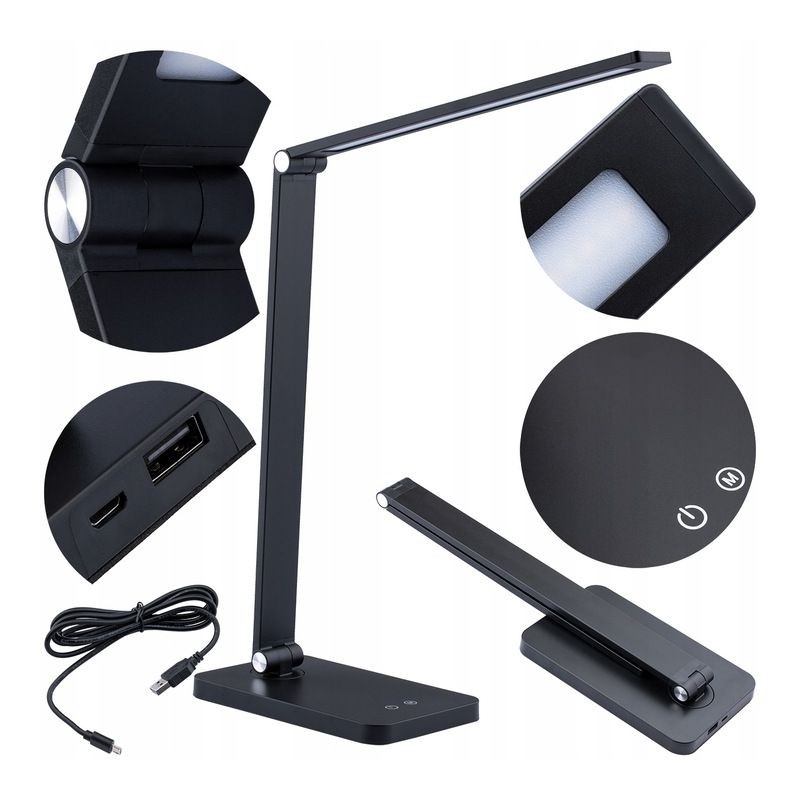 Lampa LED 7W, 2700-6000K, butoane tactile, USB, stil minimalist