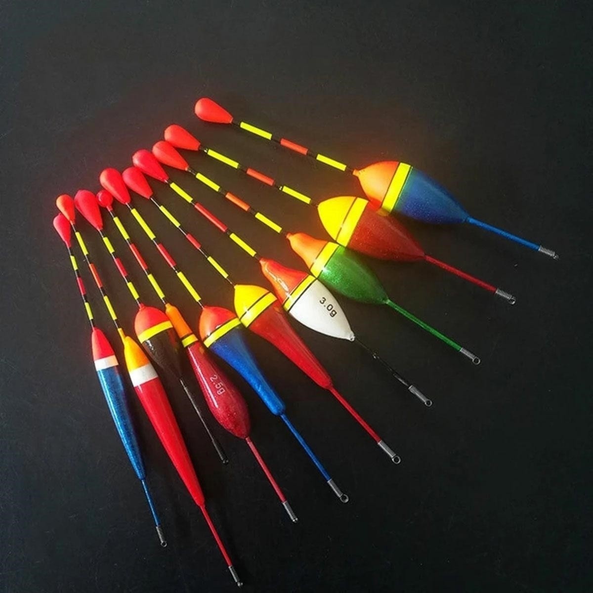 Plute de pescuit, multicolore, plastic, set 10 bucati