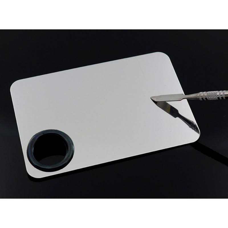 Paleta cosmetica pentru mixare culori, 11,5 x 7,5 cm, otel