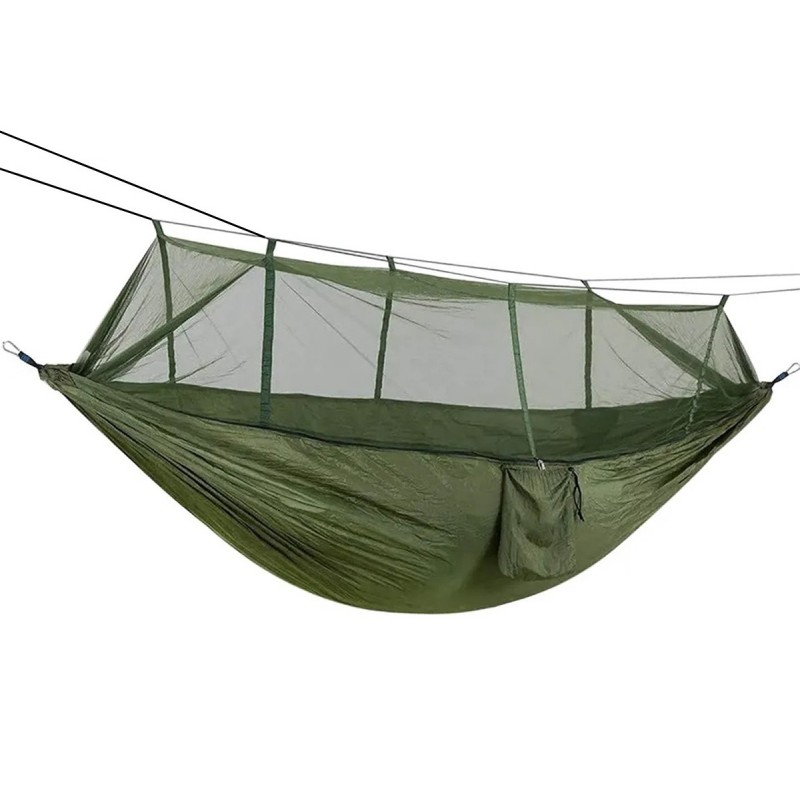 Hamac cu plasa tantari, sarcina maxima 200 kg, nailon verde