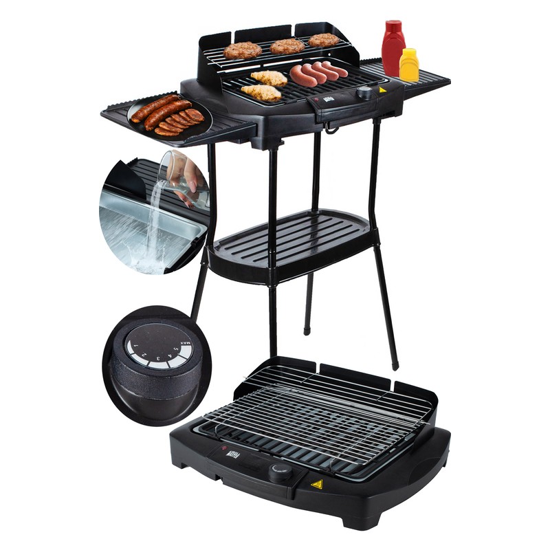 Grill electric 2 in 1, 2000W, 2 nivele, picioare suport, plastic/metal