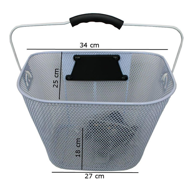 Cos metalic pentru bicicleta, detasabil, 34 x 25 x 27 cm, alb