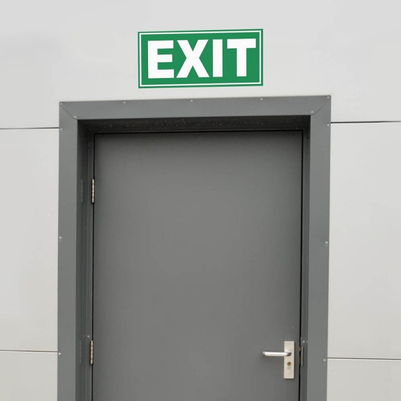 Semn de siguranta EXIT fosforescent, vinil autoadeziv, lumineaza intens ...