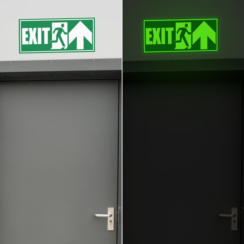 Semn de siguranta fosforescent EXIT sageata sus