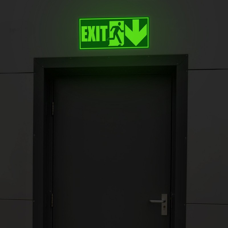 Semn de siguranta fosforescent EXIT sageata jos