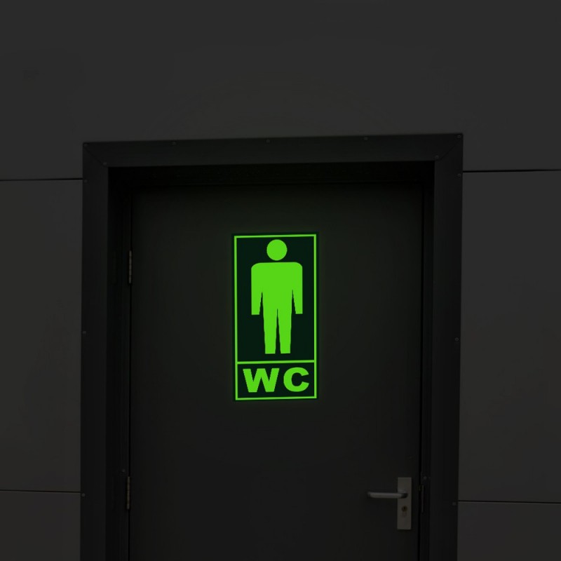 Semn informare fosforescent WC barbati