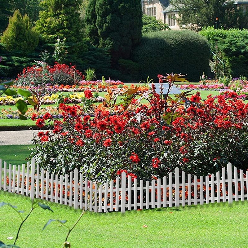 Gardulet decorativ de gradina, separator flori, 60.5x32.5 cm, alb