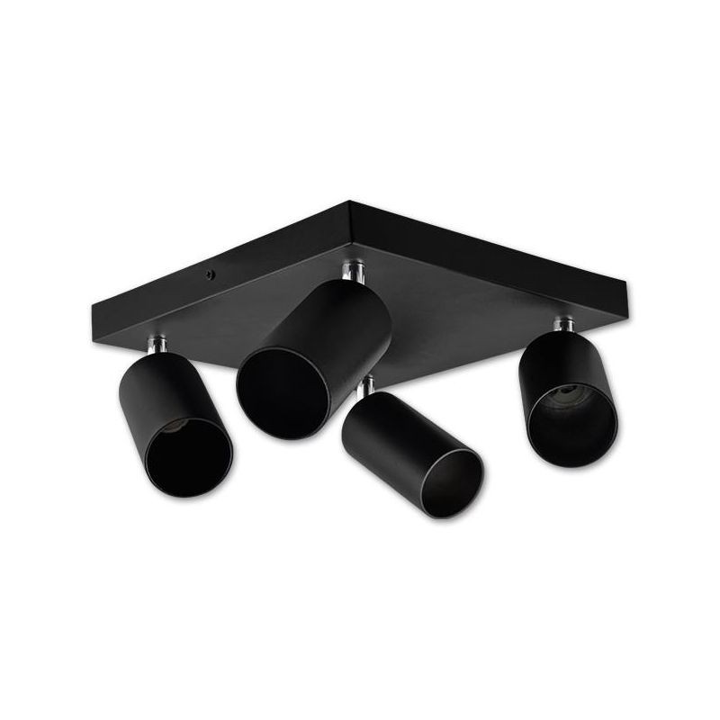 Plafoniera de tavan, 4 LED-uri GU10, aluminiu si otel, negru