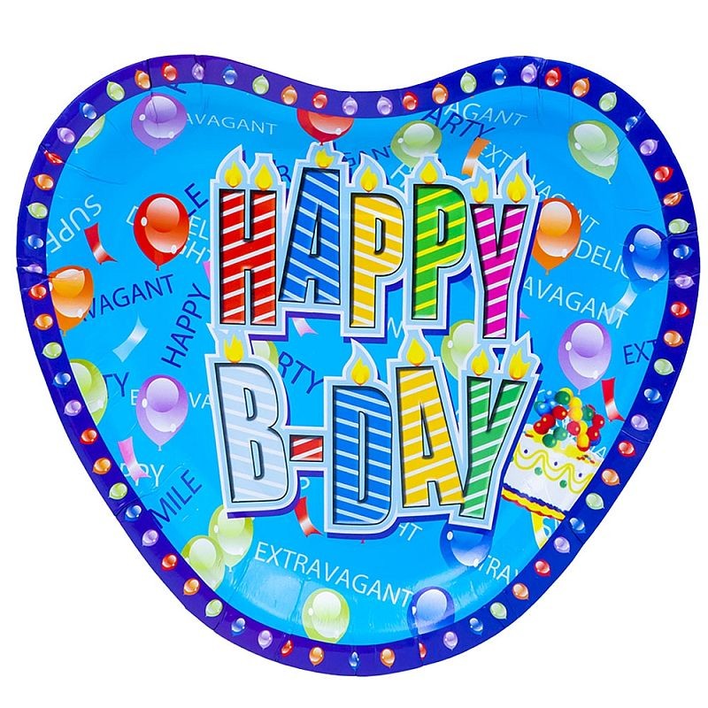 Farfurii party, mesaj Happy Birthday, de unica folosinta, 23 cm - Glowmania