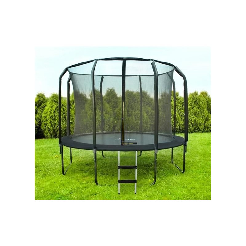 Trambulina copii, 4 picioare sustinere, 64 arcuri, diametru 305 cm, negru