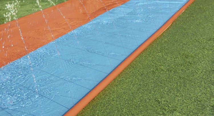 Tobogan gonflabil dublu, fantana cu apa, 4,88 m, multicolor