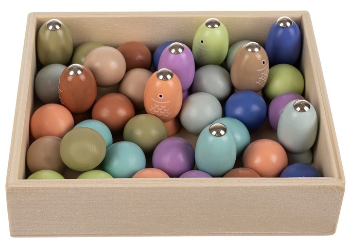 Joc de pescuit magnetic, undita, pesti, bile, clesti, lemn, multicolor