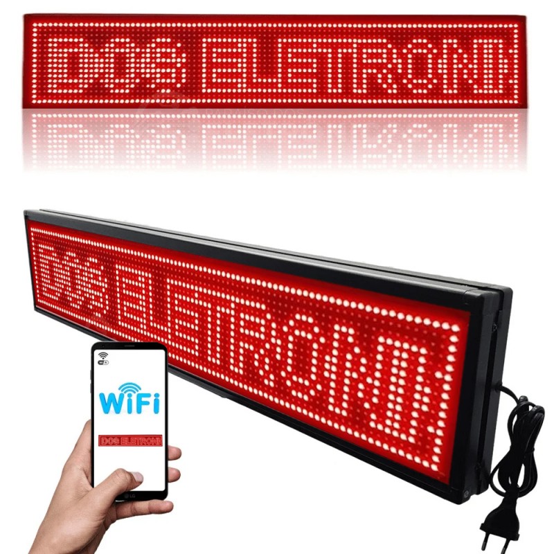 Reclama LED firma, panou 100 x 20 cm, mesaj personalizabil USB si WiFi