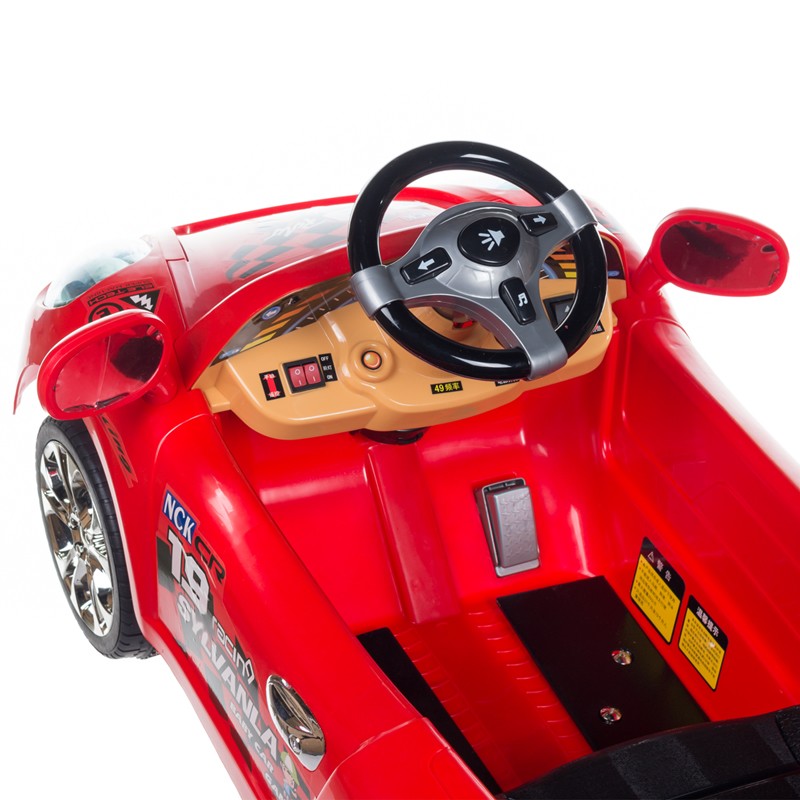 Scaun masinuta pentru frizerie, lumini, melodii, claxon, centura, rosu