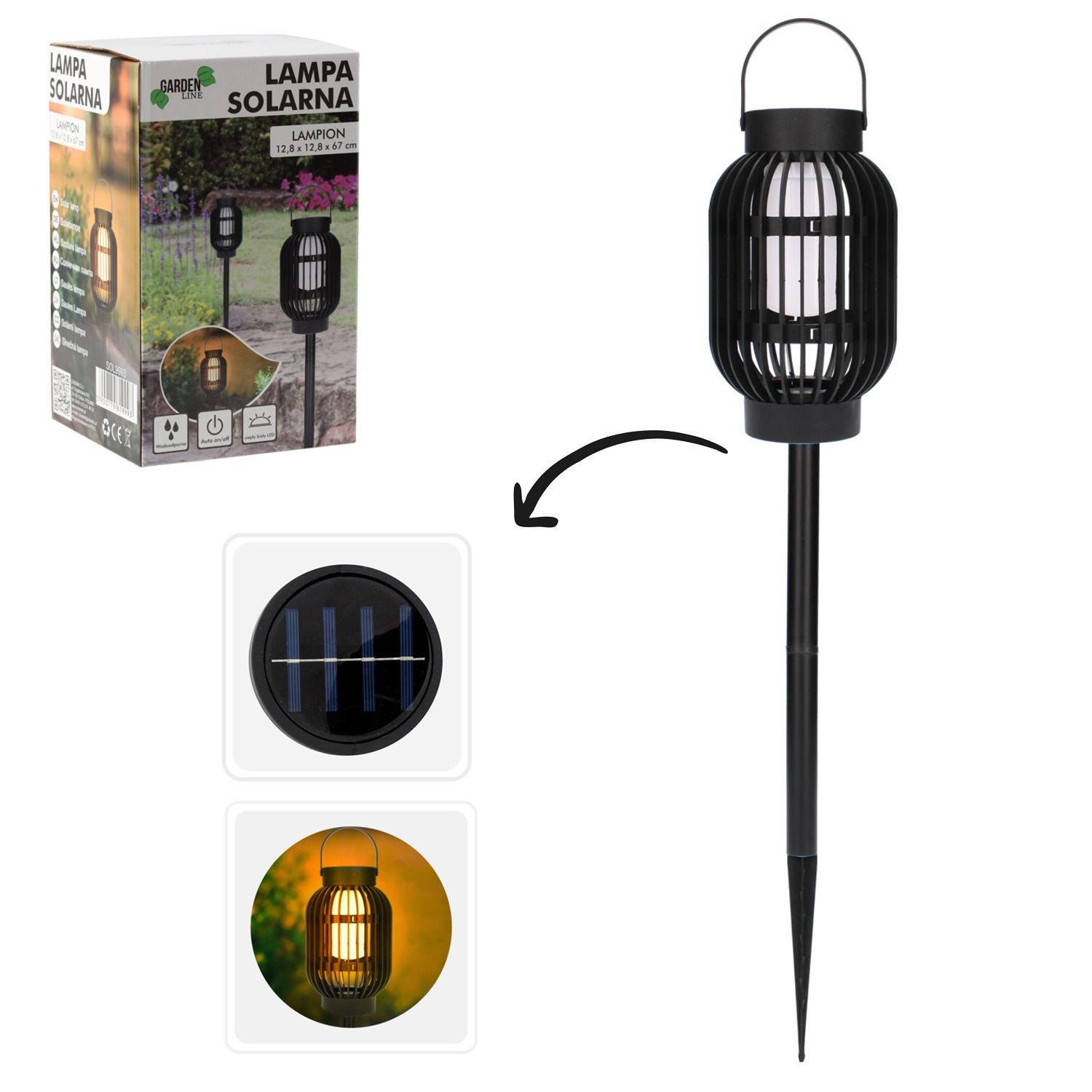 Lampa tip lampion, incarcare solara, lumina alba, baterie 200 mAh