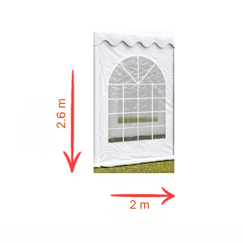 Perete lateral cort, cu fereastra, dimensiune 2x2.6 m, PVC, alb