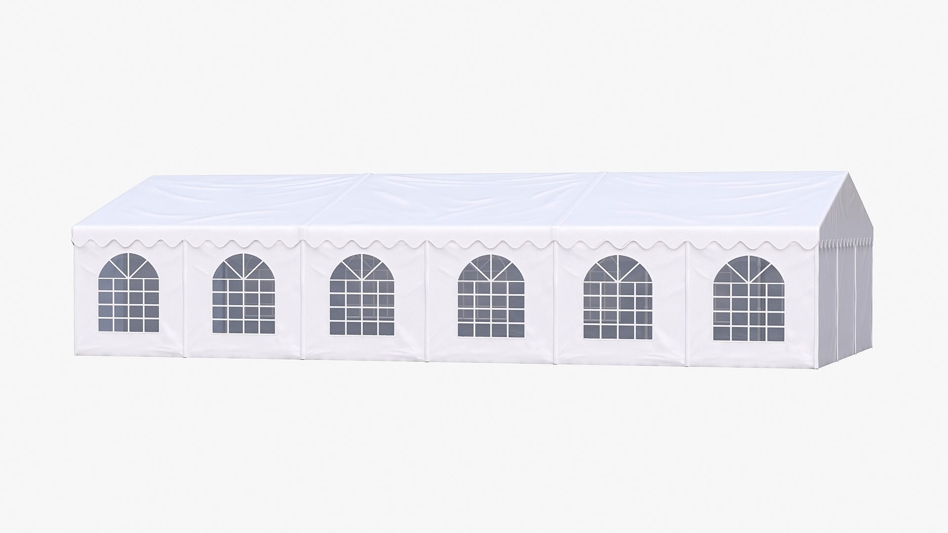 Cort evenimente 12x6x3.7 m, PVC ignifugat, 72 mp, 12 ferestre, alb
