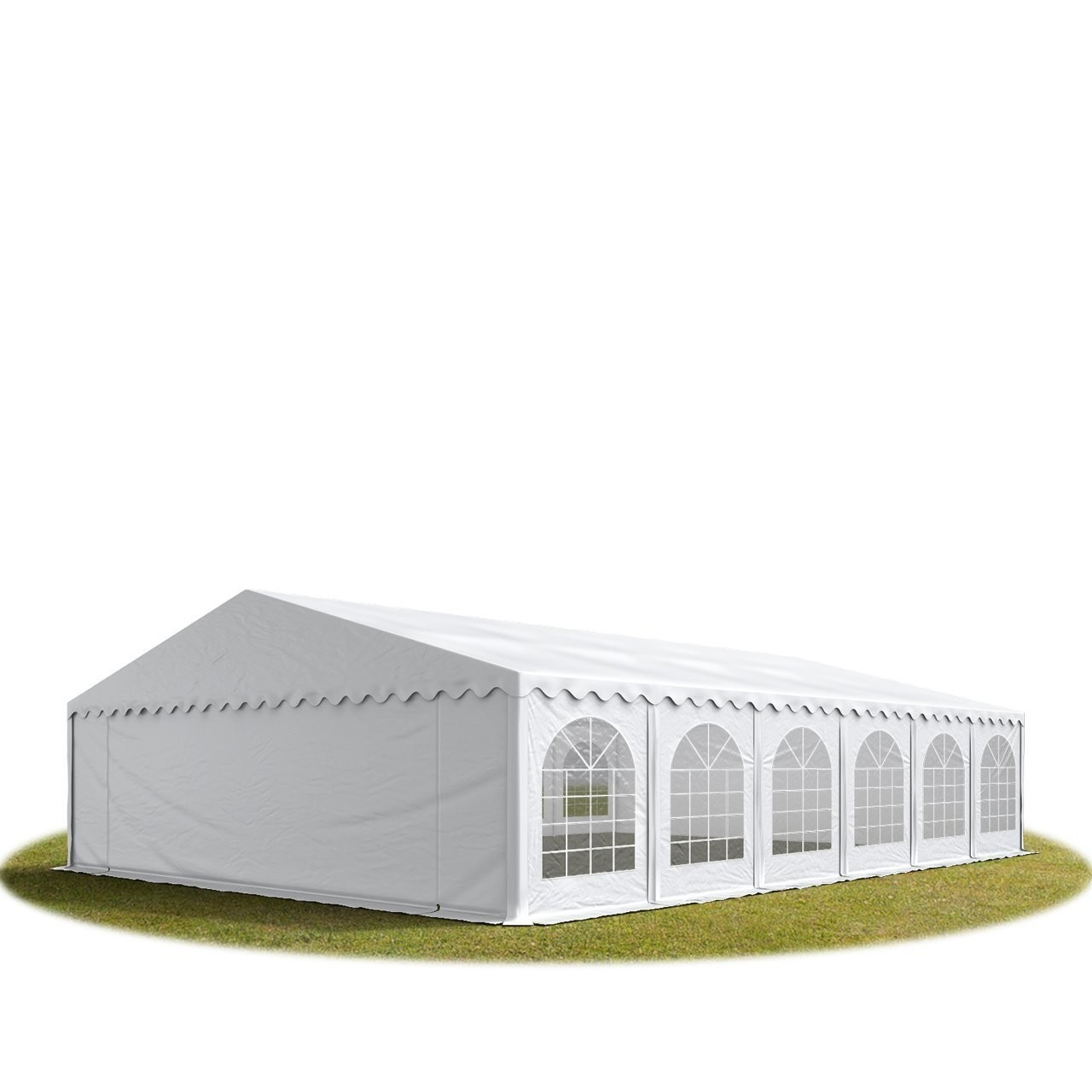 Cort evenimente 12x6x3.7 m, PVC ignifugat, 72 mp, 12 ferestre, alb