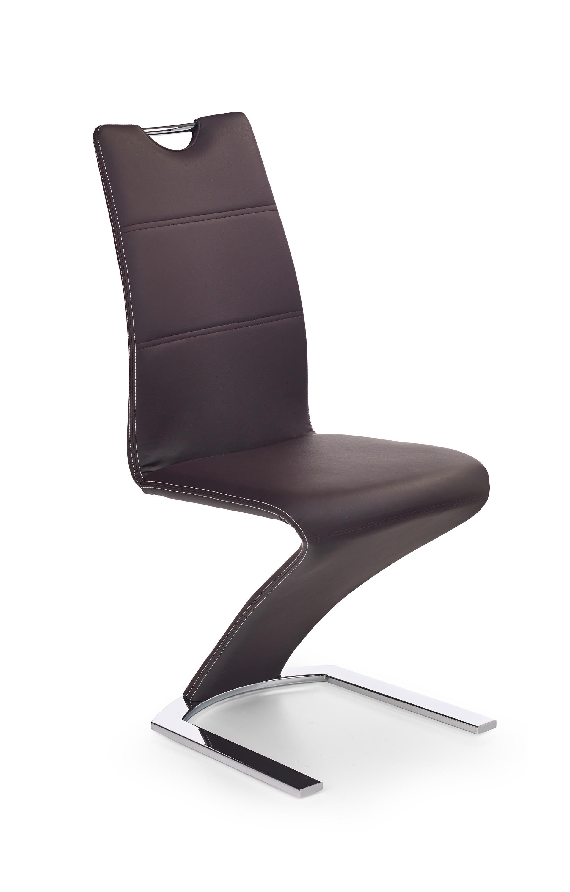Scaun dining modern, baza metalica, tapiterie piele ecologica maro