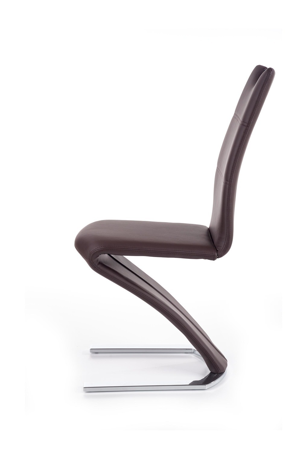 Scaun dining modern, baza metalica, tapiterie piele ecologica maro