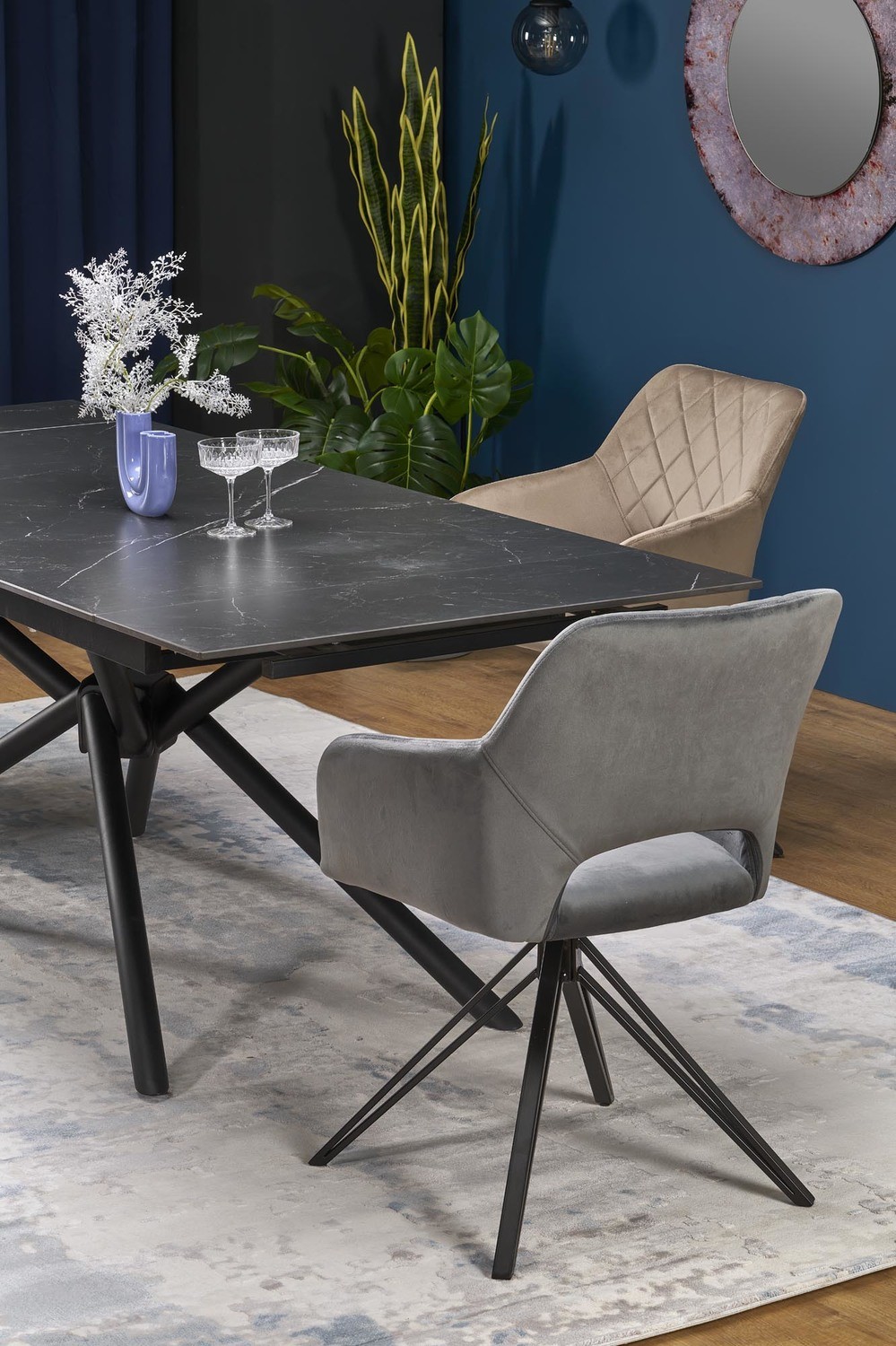 Scaun tapitat living/sufragerie Halmar K535, 57x60x86x50cm, catifea