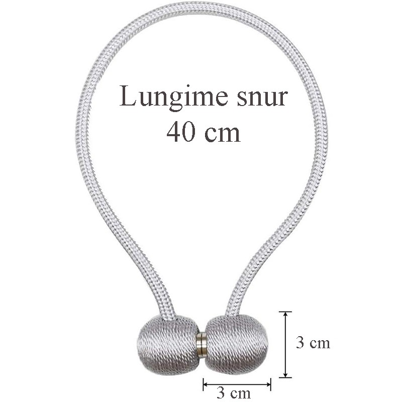 Set 2 bratari magnetice perdele/draperii, lungime snur 40 cm, argintiu