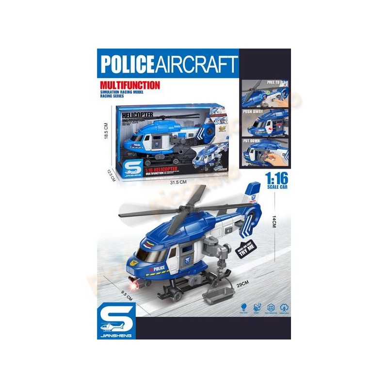 Elicopter de politie, lumini si sunete, accesorii, albastru
