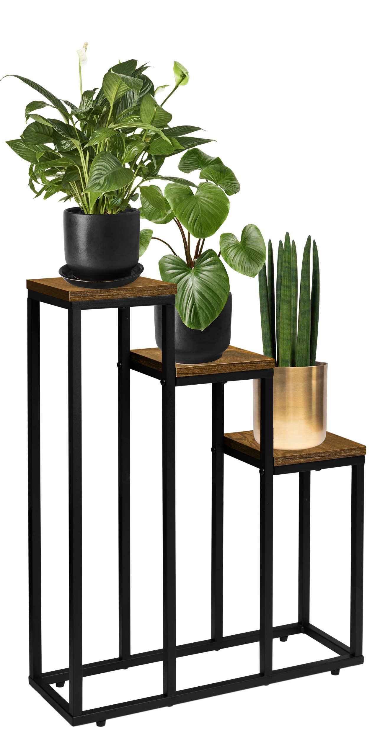 Suport flori si plante, 3 rafturi 67/54/38 cm, otel, placi laminate
