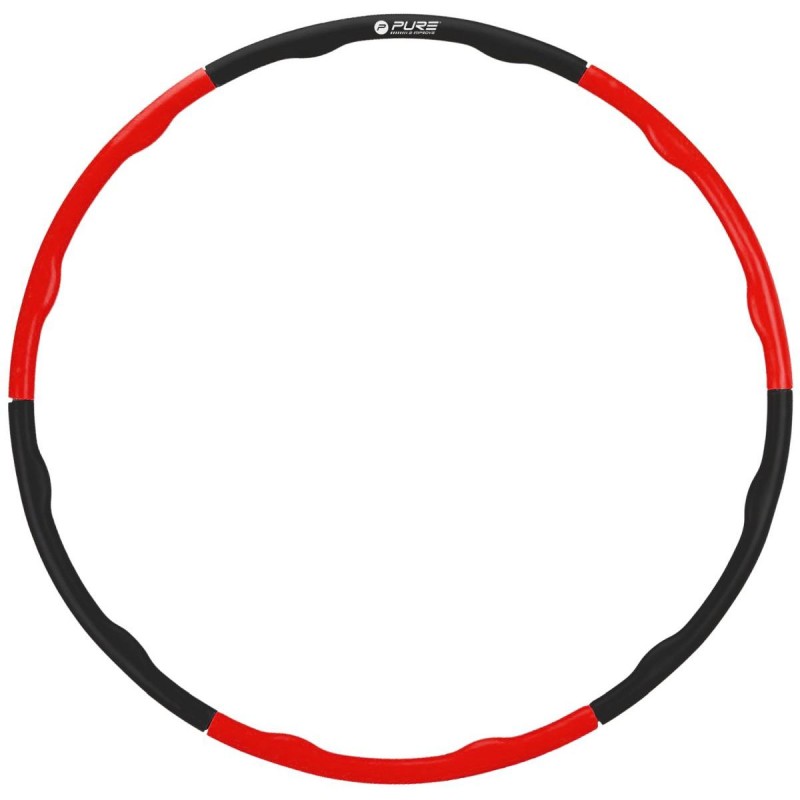 Cerc fitness Hula Hoop, 6 segmente, 100cm, negru/rosu