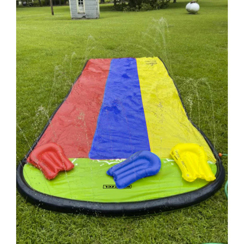 Tobogan triplu cu apa, 3 saltele gonflabile, maxim 150 kg, 475x202 cm