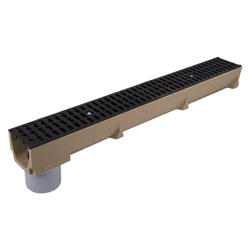 Canal drenaj cu conector canalizare, gratar din fonta, B125