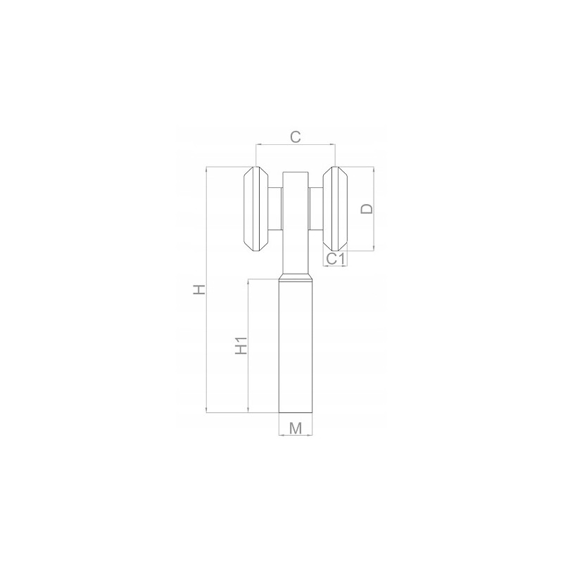 Carucior cu 2 role pe rulment pentru porti suspendate, maxim 30 kg