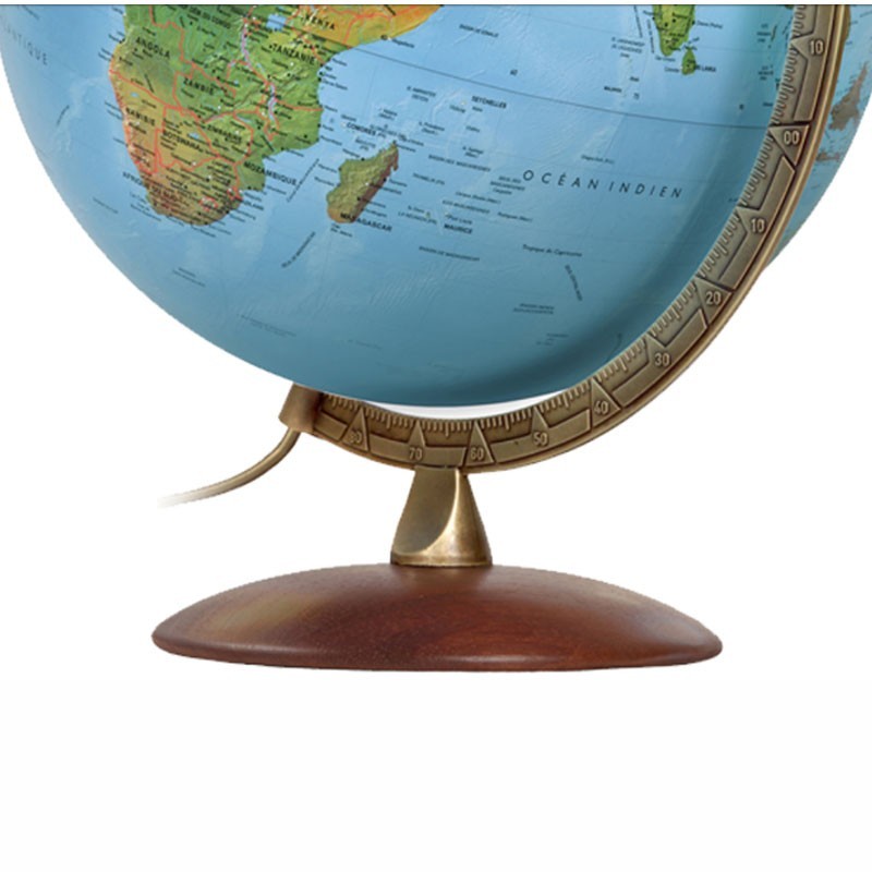 Glob geografic Astra iluminat, 30 cm, piedestal lemn de nuc