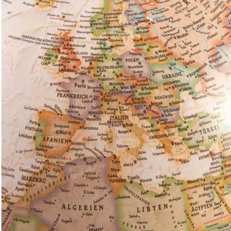 Glob geografic iluminat Carbon Executive, 30 cm, harta stil antic ...