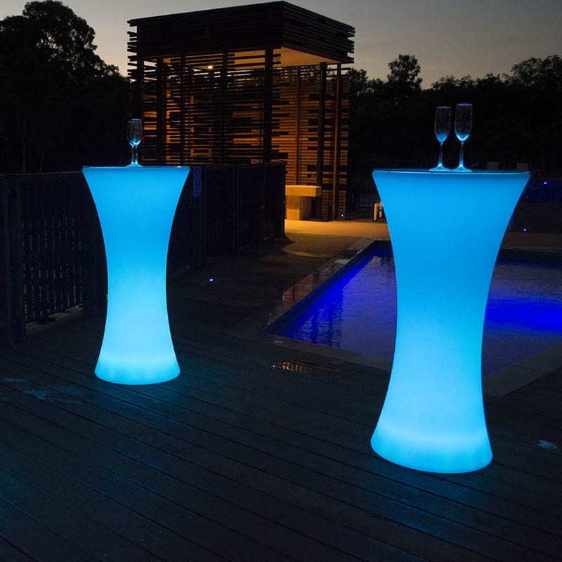 Masa cocktail LED RGB, iluminata 16 culori, control telecomanda, IP54 ...