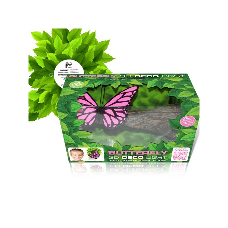 Lampa 3D Fluture roz