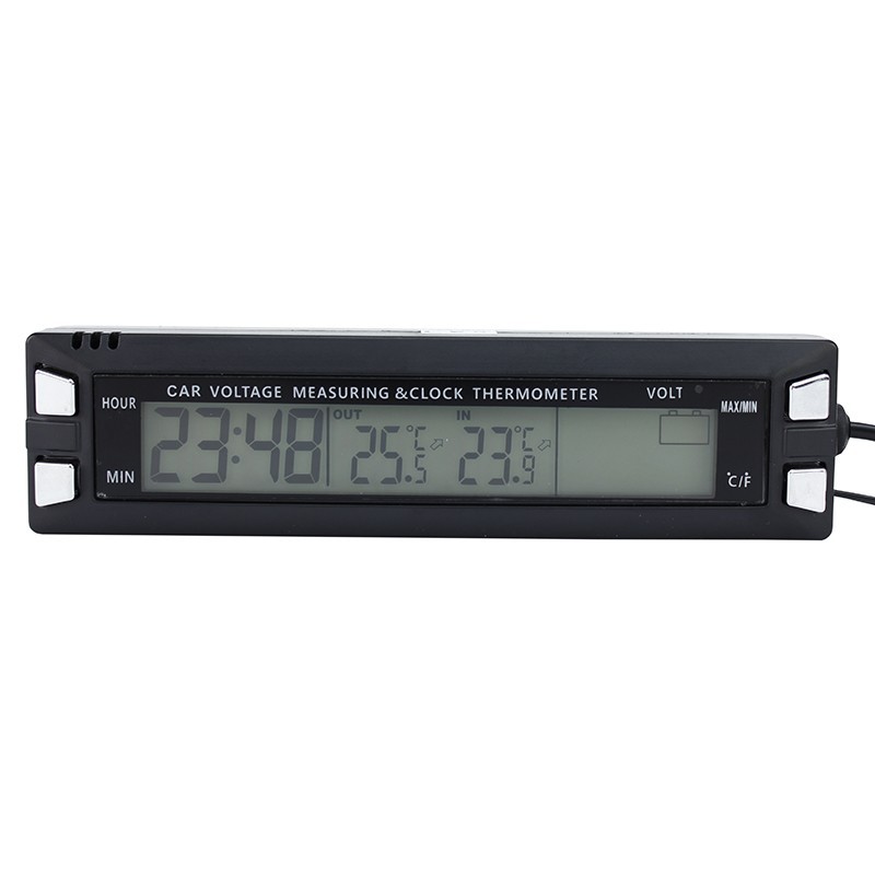 Termometru auto digital, ecran LCD, afisaj ora, temperatura, voltaj baterie