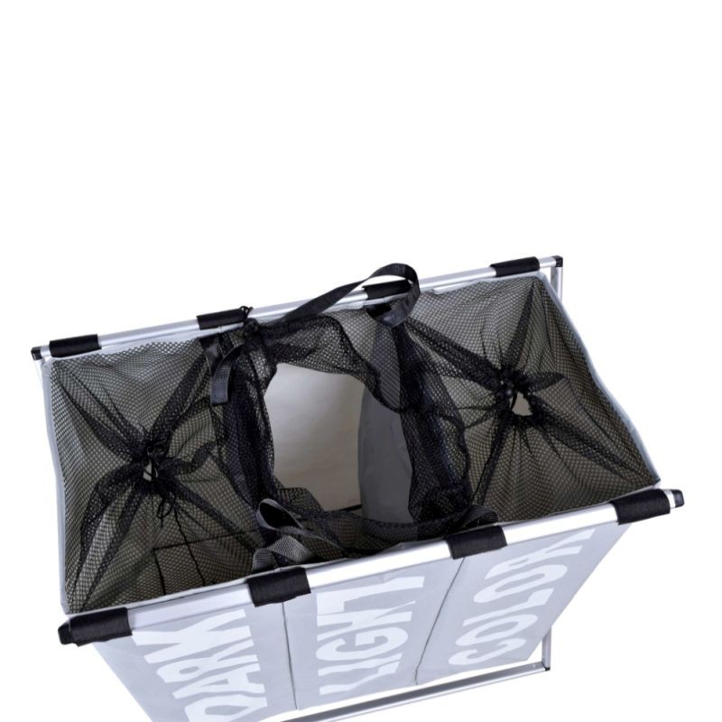 Cos pliabil pentru rufe, capacitate 130 l, 3 compartimente, suport aluminiu