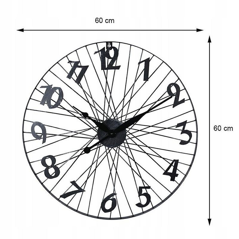 Ceas de perete, roata de bicicleta, metal, 60cm