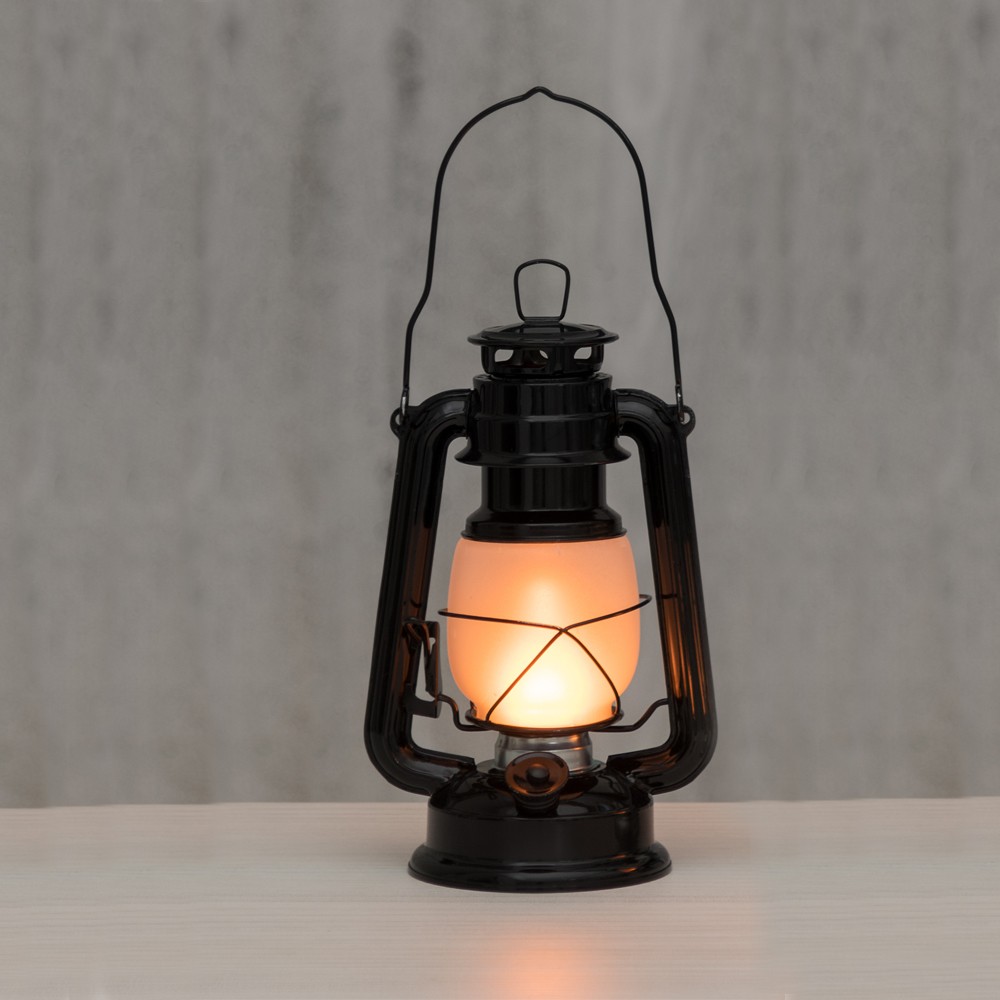Felinar retro, 34 LED-uri, metalic, negru mat, maner si agatatoare, 24 cm