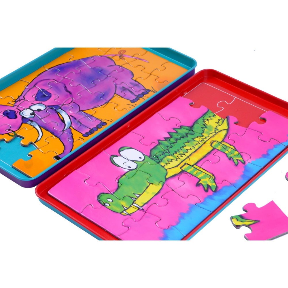 Puzzle magnetic cu animale, joc interactiv copii 3 ani