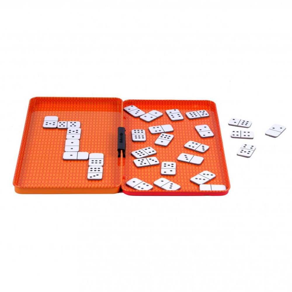 Joc interactiv copii, Domino magnetic, cutie metalica
