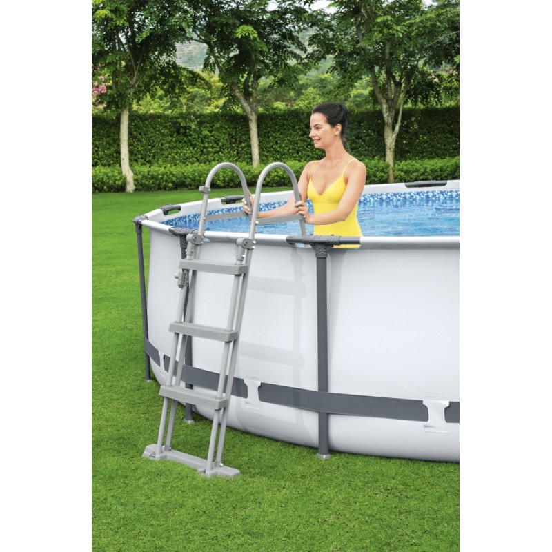 Scara dubla acces piscina, inaltime 107 cm, structura metalica, trepte ...