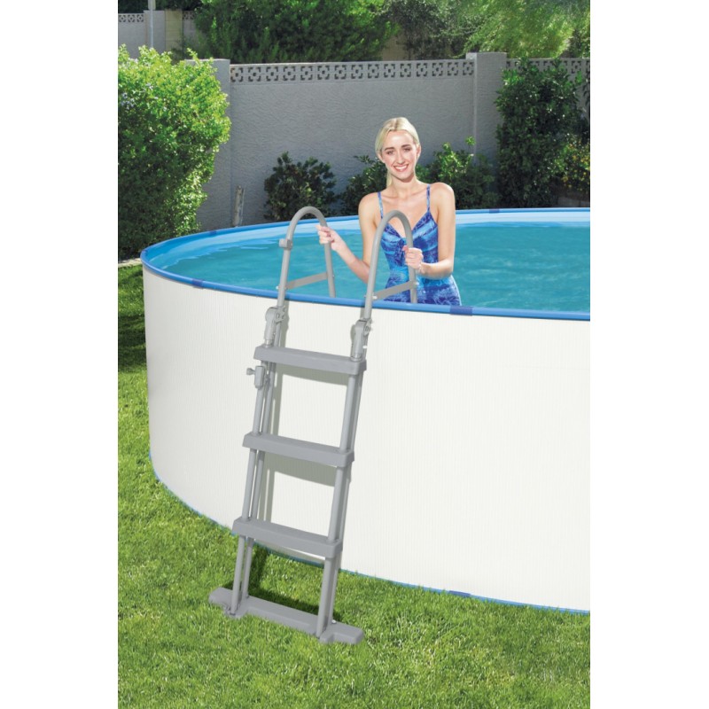 Scara dubla acces piscina, inaltime 107 cm, structura metalica, trepte ...