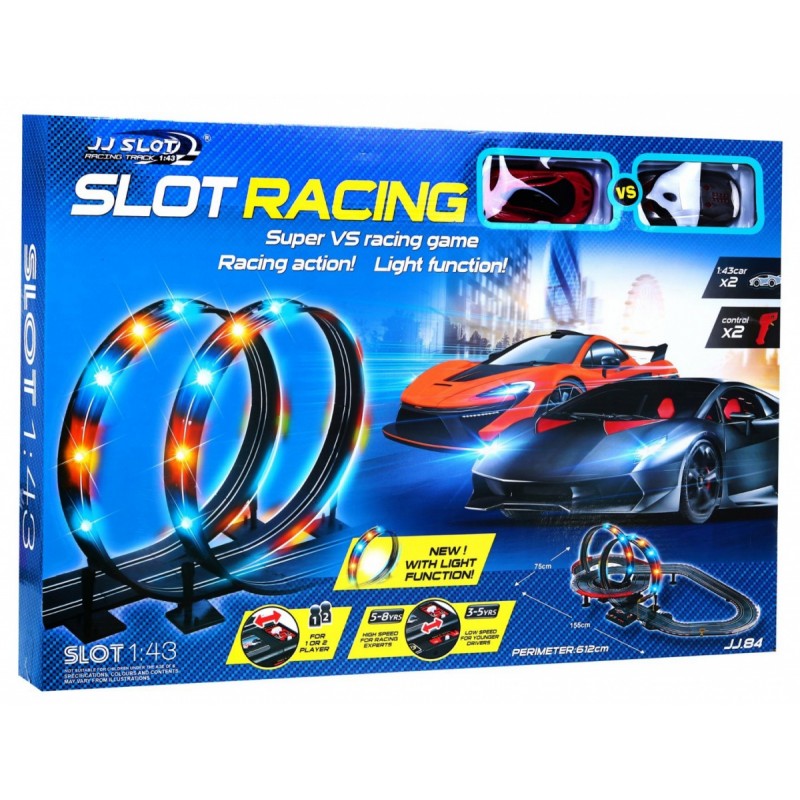 Circuit 2 masini curse, 2 telecomenzi cu contor, alimentare retea