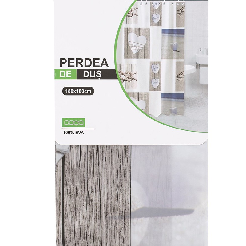 Perdea dus, design modern, model inimi, 180x180 cm, PEVA