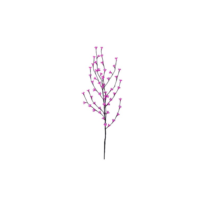 Decoratiune pom luminos, 70 led-uri roz, model flori, baterii