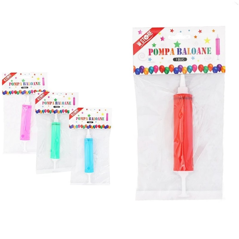 Pompa manuala pentru umflat baloane, plastic, 16 cm
