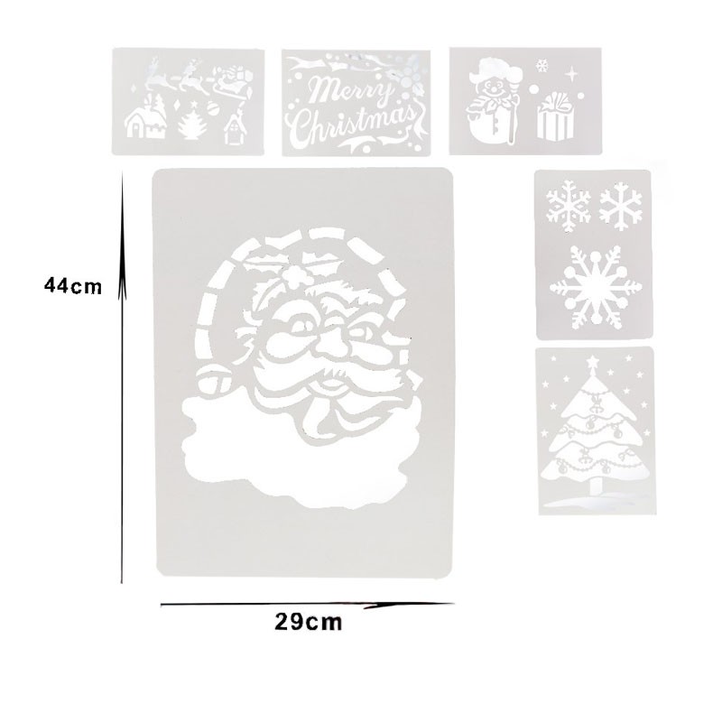 Sabloane spray de zapada, set 6 bucati, tematica Craciun, 44 x 29 cm