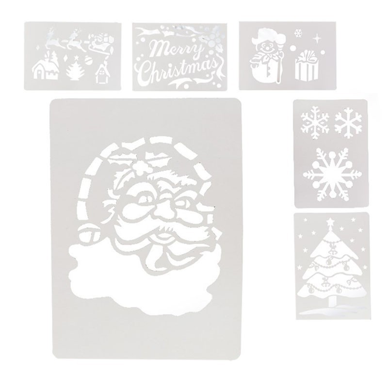 Set 6 sabloane decorative Craciun, spray zapada, reutilizabile